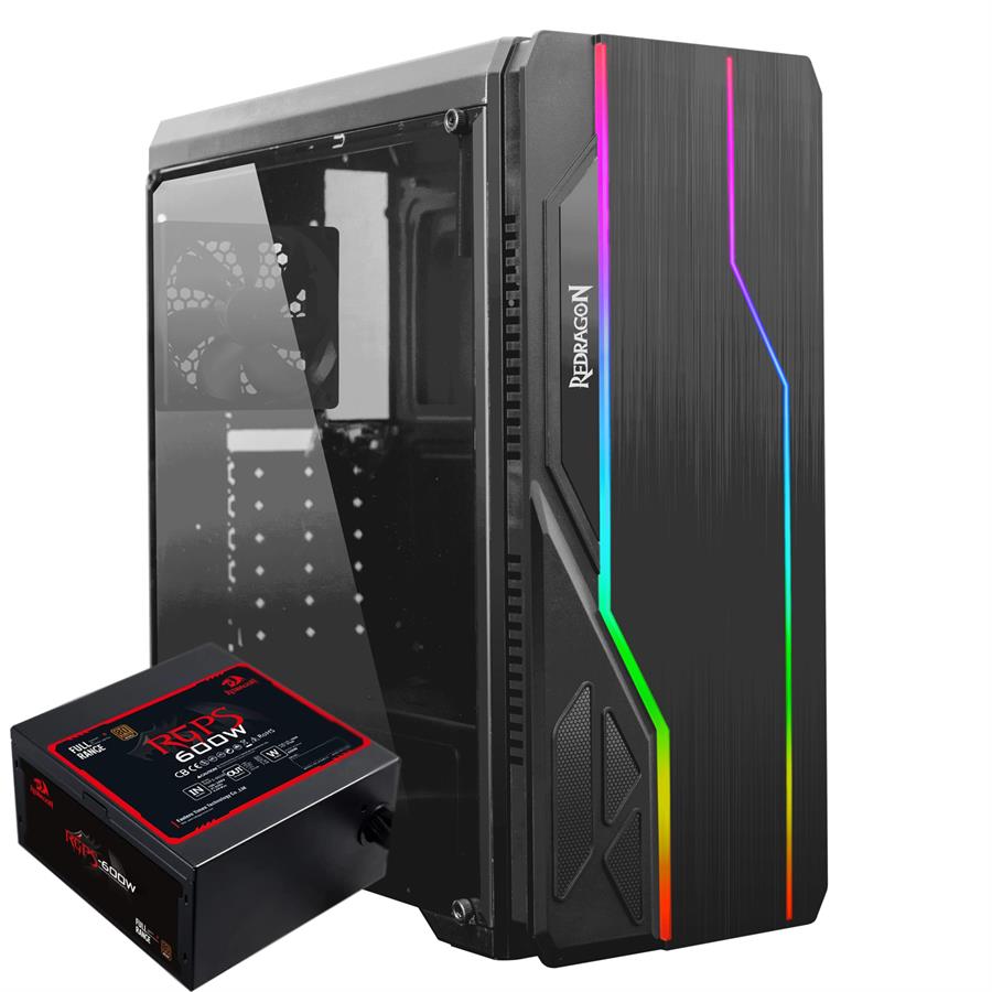 Gabinete Redragon Devastator + Fuente 600W 80 Plus Bronze